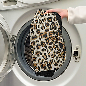 Qilmy Leopard Print Seat Cushion Cover Breathable Non-Slip Memory Stretch Removable Washable Seat Cushion Cover Foam Seat for Home Office Cars, 17 x 14 x 2.2 Inch