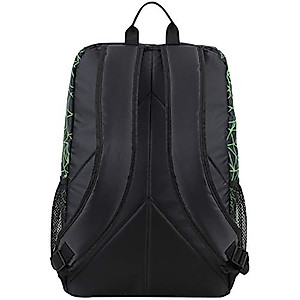 FUEL Wide Mouth Sports Backpack with Front Bungee and Inner Tech Pocket, Black/Lime Green Sizzle/Shattered Geo Print
