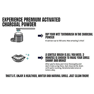 Premium Activated Charcoal Teeth Whitening Powder by Black Rabbit - Fluoride Free 30g/1.06oz