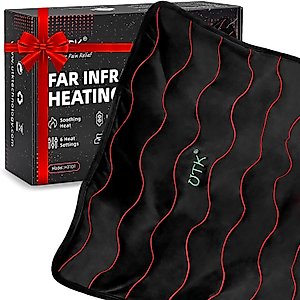 UTK Heating Pad for Back Pain Relief with Far Infrared Therapy, Infrared Heating Pad with Tourmaline, 2H Auto-Off for Shoulder, Period Cramps,Knee, Sciatica Pain Relief - 20''x24'', Gifts for Mom Dad
