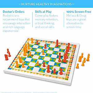 Melissa & Doug Double-Sided Wooden Chess & Pachisi Board Game with 42 Game Pieces (17.5ââ‚¬ W x 17.5ââ‚¬ L x 1.5ââ‚¬ D)