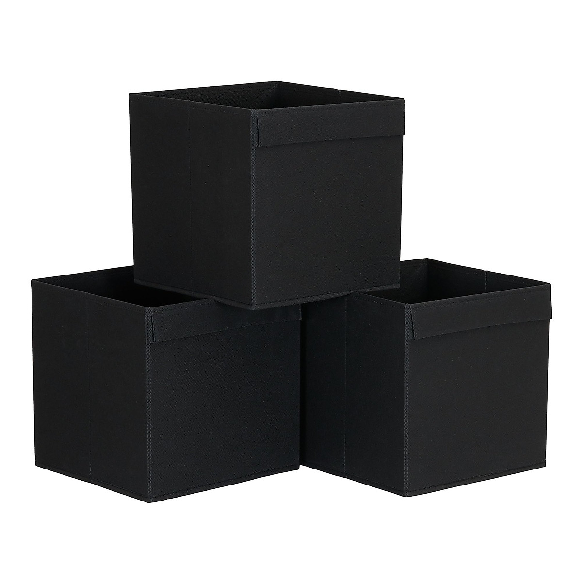 Household Essentials 86-1 Foldable Fabric Storage Bins | Set of 6 Cubby Cubes with Flap Handle, Black