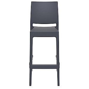 Pemberly Row 29.5" Resin Barstool in Dark Gray Finish - Set of 2