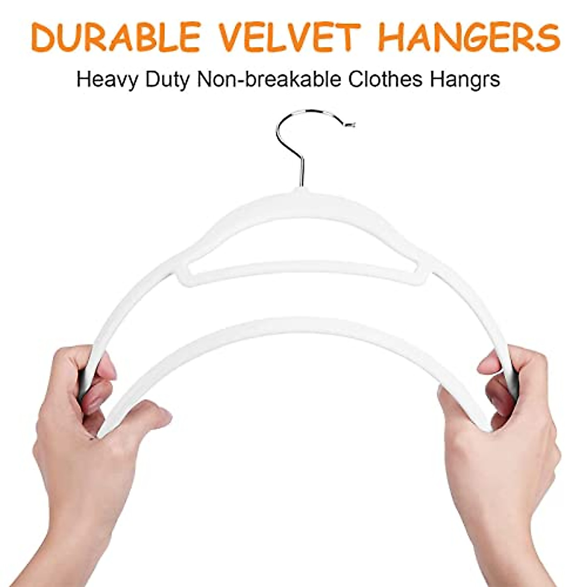 Micuul Velvet Hangers 50 Pack, Pink Hangers with Tie Bar, Non-Slip & Durable Clothes Hangers Holds up to 18 lbs, Heavy Duty 360 Degree Swivel Felt Hangers for Coats, Pants & Dress Clothes White