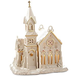 Lenox Porcelain Mistletoe Park Village Treasures Collection 8-in Lighted Village Church