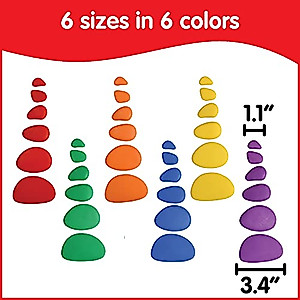 Rainbow Pebbles - Set of 36 Sorting and Stacking Stones with 20 Activity Cards - In Home Learning Toy for Early Math