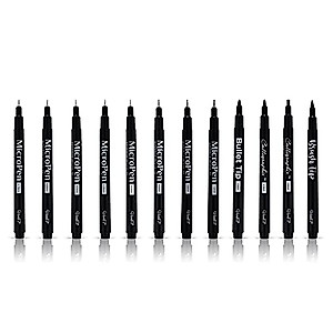 Vanli's 12 Pack Fine Tip Art Pens for Drawing. Waterproof Archival Fineliner Calligraphy Hand Lettering Pens. Microline Bible Journaling Pens, 12 Pack