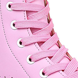 Comeon Women Roller Skates PU Leather High-top Roller Skates Four-Wheel Roller Skates Double Row Shiny Roller Skating for Indoor Outdoor (Pink Flash,8.5 M US)