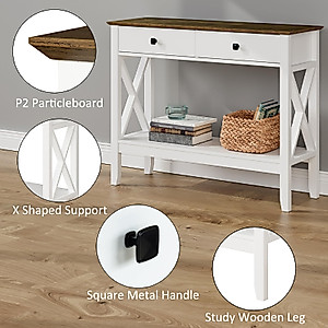 Lomojo Console Table,Sofa Table 13.8" D x 39.37" W x 31.5" HEntryway Table with 2 Drawers Storage Shelve Foyer Table for Entryway Farmhouse Hallway Tables for Living Room,Kitchen