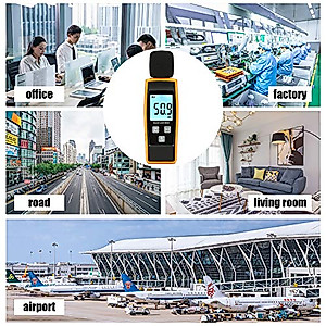 Decibel Meter, Portable SPL Meter (Sound Pressure Level Meter), Digital Noise Meter, Range 30-130dB(A) db Meter, Noise Volume Measuring Instrument, Sound Monitoring Tester (Battery Included) Yellow