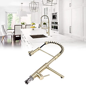 G1/2 Sink Faucet, Commercial Kitchen Faucet With Pull Down Sprayer, High Arc Single Handle Single Lever Spring Rv Kitchen Sink Faucet With Pull Out Sprayer, Cold Hot Basin Water Tap With Hose For Bath