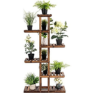 HAPPYGRILL Plant Stand Flower Rack Wooden 7 Tier Shelves Bonsai Display Shelf Stand for Indoor Outdoor Yard Garden Patio