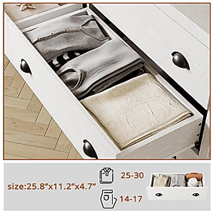 LIKIMIO Dresser for Bedroom 6 Drawer with Charging Station, TV Stand Storage Chest of Drawers for Living Room Hallway Entryway, MDF Board, White