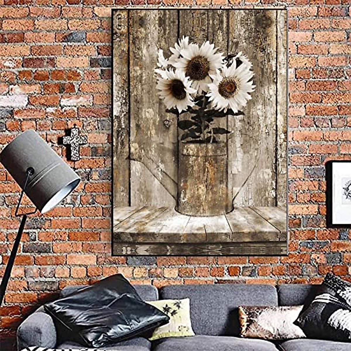 Farmhouse Wall Decor Canvas Wall Art Rustic Floral Country Sunflower 16"x24" Home Decor for Bedroom LivingRoom Rustic Decor Artwork Poster (Unframed)