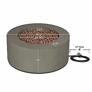 Real Flame Aegean Round Propane Fire Table for Outdoors in Mist Gray with Natural Gas Conversion Kit, Lid and Storage Cover - Durable Gray Fire Pit