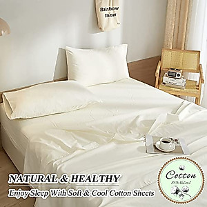 LifeTB Cream White Microfiber Duvet Cover Set Twin / 3 Piece Cream White Cooling Sheets Set Twin (1 Duvet Cover, 2 Pillowcases / 1 Flat Sheet, 1 Fitted Sheet, 1 Pillowcase)