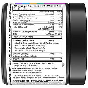 Biotin 10,000 mcg Supplement for Hair Growth with Collagen & Keratin for Hair Loss & Thinning Hair - Hair Skin and Nails Vitamins for Women & Men - Healthy Regrowth, Skin Glow & Nail Repair - 60 Pills