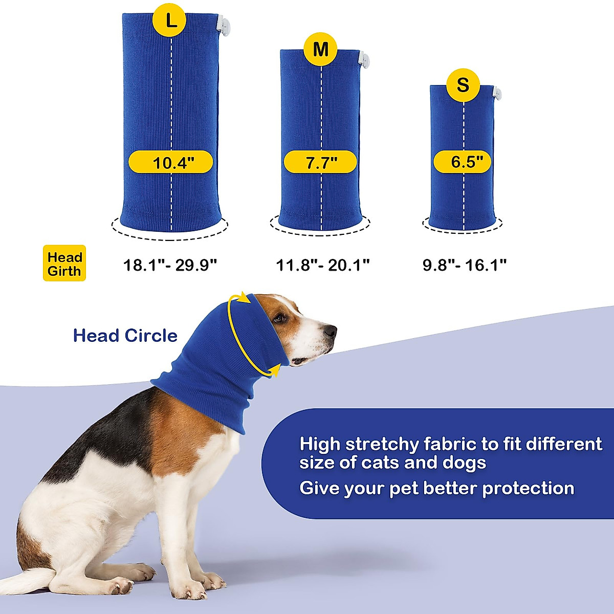 Nanaki Upgraded Dog Calming Hoodie Anxiety Relief, No Shake Ear Wraps for Dog, Soft Dog Hematoma Ear Wrap Anti-slip Dog Head Muffs Ear Protection Dog Head Cover Grooming Force Drying Bathing Fireworks