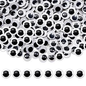 TOAOB 150pcs 10mm Plastic Wiggle Googly Eyes Self Adhesive Black Round Sticker Eyes DIY Arts Crafts Scrapbooking Accessories