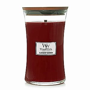 WoodWick Large Hourglass Candle, Elderberry Bourbon, 21.5 oz.