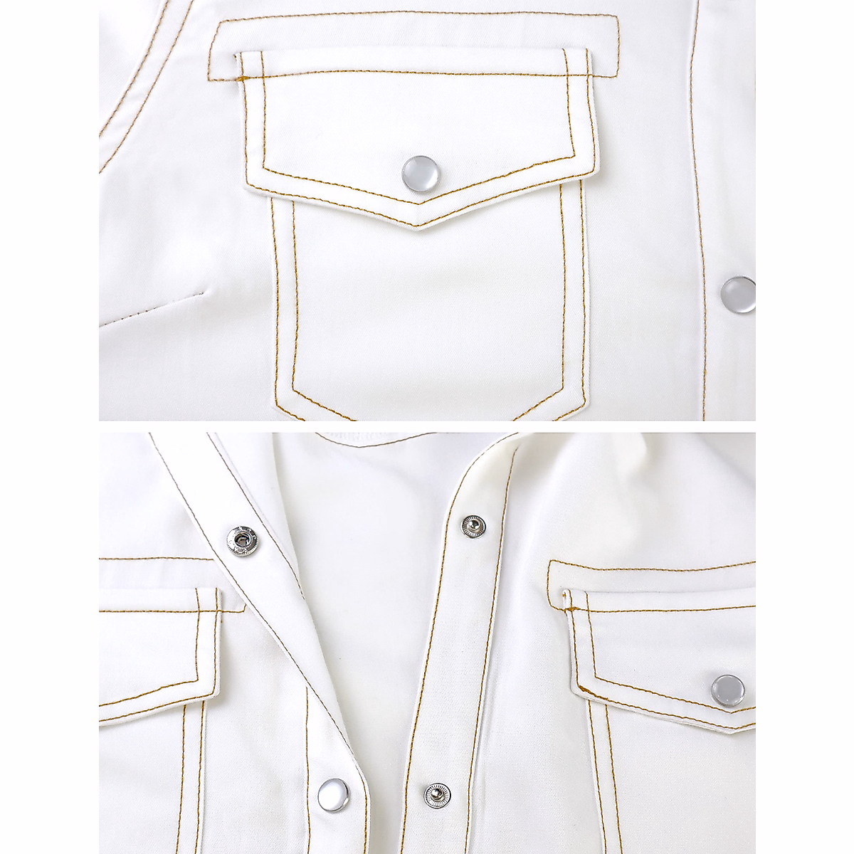 SeekMe Womens Denim Shirts Tie Front Crop Top Button Down Chambray Jean Shirts(0130-White-XXL-QB)