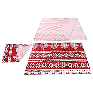 Orenic Classical Snowflake Printed Bedding Set, Soft Comfortable Duvet Cover Bed Sheet, Red and Classical Festival Pillowcase Kit for Bed Perfect for Christmas, Summer & Year-Round Comfort