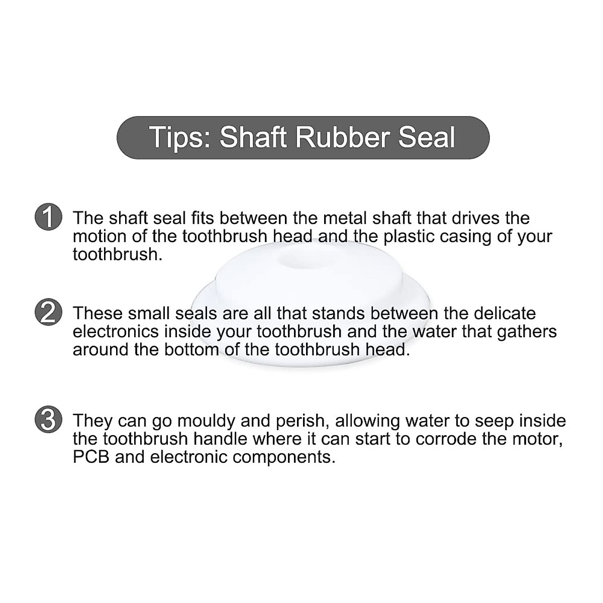 Upgraded Toothbrush Waterproof Shaft Rubber Seal Replacement Parts Compatible with Philips HX751v HX6810 HX9690 HX9957 HX6836 HX992B HX993W Series Electric Toothbrush