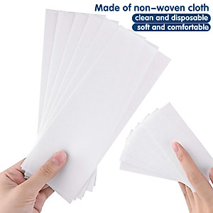WXJ13 400 Pieces Non-Woven Wax Strip Body and Facial Waxing Strips Hair Removal Wax Strips for Arms, Legs, Underarm Hair, Eyebrow, Oxter of Women and Men (2 Sizes)