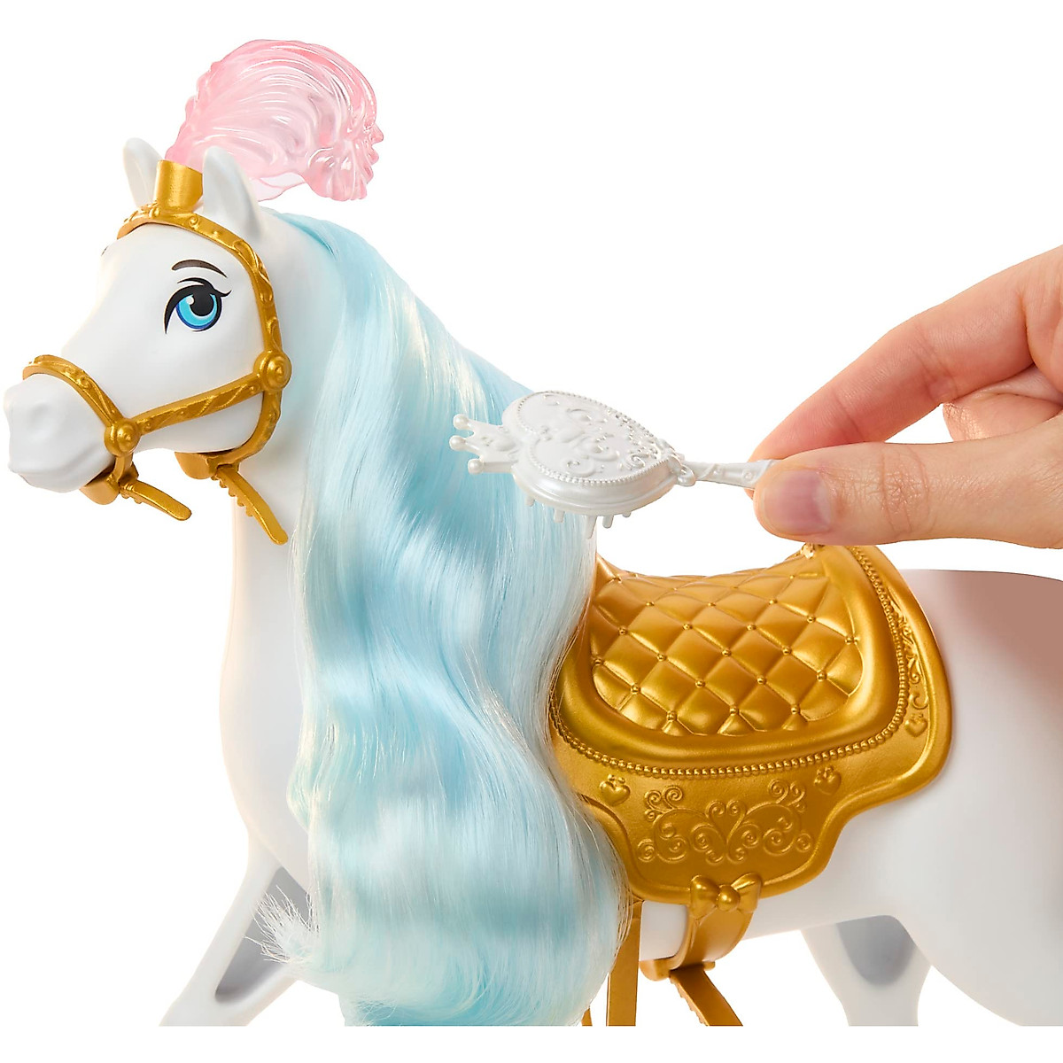 Mattel Disney Princess Toys, Cinderella Fashion Doll & Horse with Saddle, Brushable Mane & Tail & Styling Accessories, Inspired by the Movie