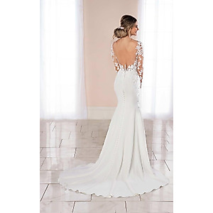 Miao Duo Elagant Long Sleeve Mermaid Wedding Dresses for Women 2022 Ivory Lace Wedding Gowns Ivory 6