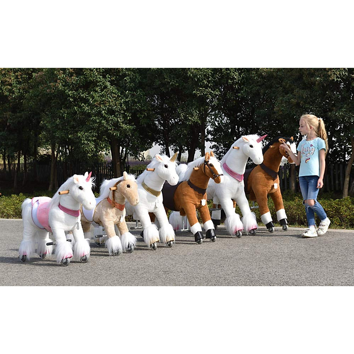 Ufree Large Mechanical Rocking Horse Toy, Ride on Bounce up and Down and Move, 44 inch for Children 6 to Adult (Black Mane and Tail)