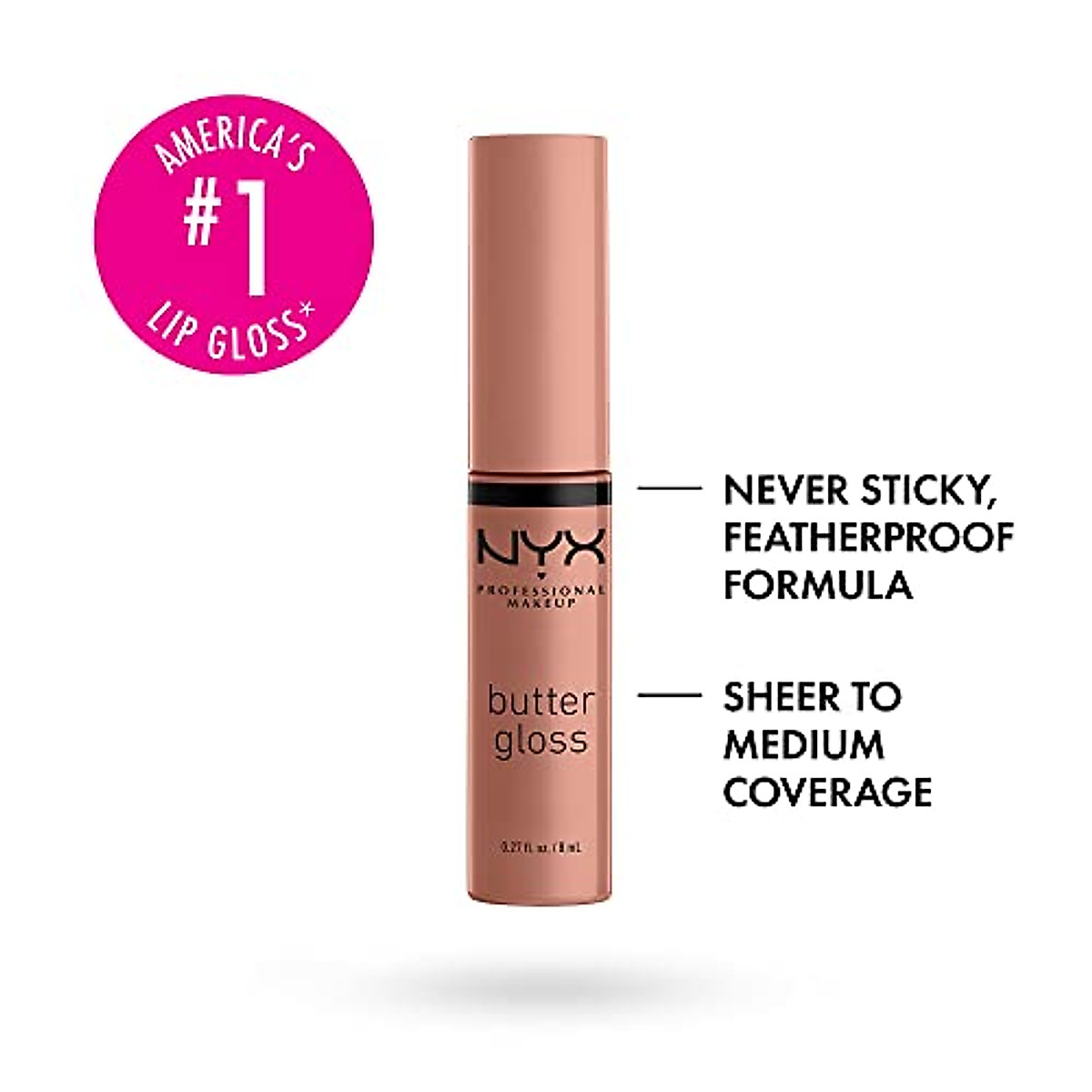 NYX PROFESSIONAL MAKEUP Butter Gloss, Non-Sticky Lip Gloss - Madeleine (Mid-Tone Nude)