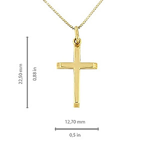 14 Karat Gold Cross, Small Religious Pendant Necklace with 18 inch Box Gold Chain - 14k Christian Cross with Adjustable Chain for Womens, Authentic Italian Religious Gifts Jewelry