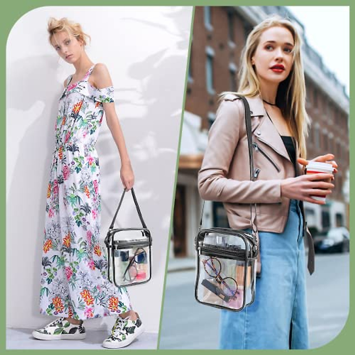 yuanming Clear Bag Stadium Approved, Crossbody Purse Clear Stadium Bags for Women