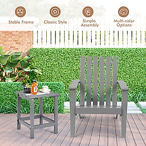 Tangkula Adirondack Chair Acacia Wood Outdoor Armchairs, Weather Resistant for Patio Garden Backyard Deck Fire Pit, Lawn Porch Furniture & Lawn Seating, Campfire Chairs, Adirondack Lounger (1, Grey)