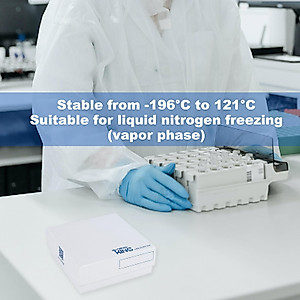 CryoKing Cardboard Cryogenic Lab Freezer Box 2 Inch Height 81-Well Microtube Storage Box, Plastic Coating Cryo Boxes, White Box, Pack of 5