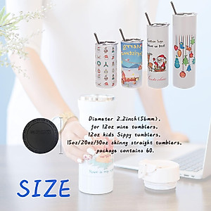 60pcs Rubber Bottoms for Sublimation Tumblers Protective Anti-Slip Silicone Bottom with Adhesive, Non-Slip Silicone Coaster Rubber Bottom for Wine Tumblers, Skinny Straight Tumblers, and Mason Jars