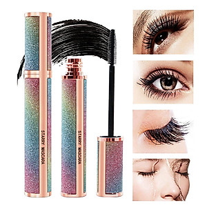 4D Silk Fiber Lash Mascara,Black Mascara Waterproof Voluminous Natural Lengthening,Long-Lasting& Smudge-Proof No Flaking No Clumping Eyelashes All Day Exquisitely Full(Black)