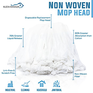 KLEEN HANDLER Bulk Disposable Cut-End Mop Head Non-Woven, Commercial Grade Replacement Mop Head (24 Case Pack)