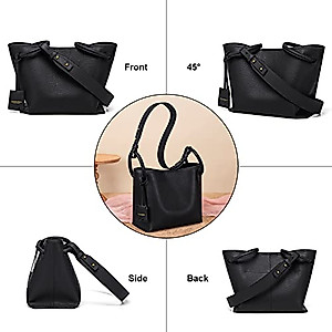Cnoles Tote Bag For Women Leather Purses And Handbags Ladies Top Handle Large Soft Shoulder Satchel Hobo Crossbody Bucket Bags Black
