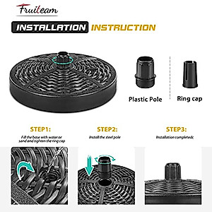 FRUITEAM Fillable Plastic Outdoor Patio Umbrella Base 30 Lbs Water Umbrella Base, Outdoor Weighted Patio Market-Heavy Duty Table Stand, for Outdoor, Lawn, Deck, Garden, Spa, Pool, Rattan Weave (Black)