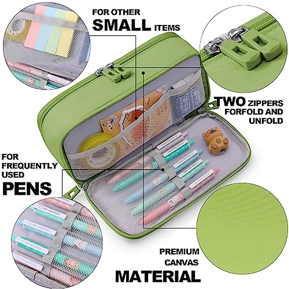 SCIONE Pencil Case for Girls Boys, Large Pencil Pouch School Supplies for Kids with Dry-erase Board, Big Capacity Zipper Cute Pen Box, Back to School Gifts for Student Teens