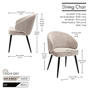 Porthos Home Dana Dining Chair with Luxurious Smooth Suede Upholstery, Rounded Back, Thick Supportive Seat Cushion, Rust-Resistant Iron Legs - Ideal for Dining Rooms and Kitchens