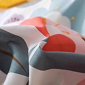 Floral Duvet Cover Twin, 100% Cotton 3 pcs Twin Flower Bedding Set, Garden Reversible Duvet Cover, with Zipper Closure, Breathable (No Comforter)