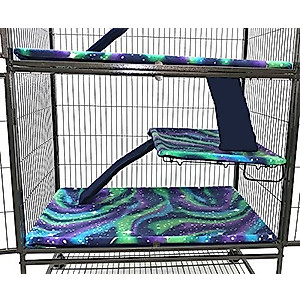 Piggy BedSpreads Fleece Liners for Ferret Nation Critter Nation Cage (Double, Northern Lights) Cage Not Included