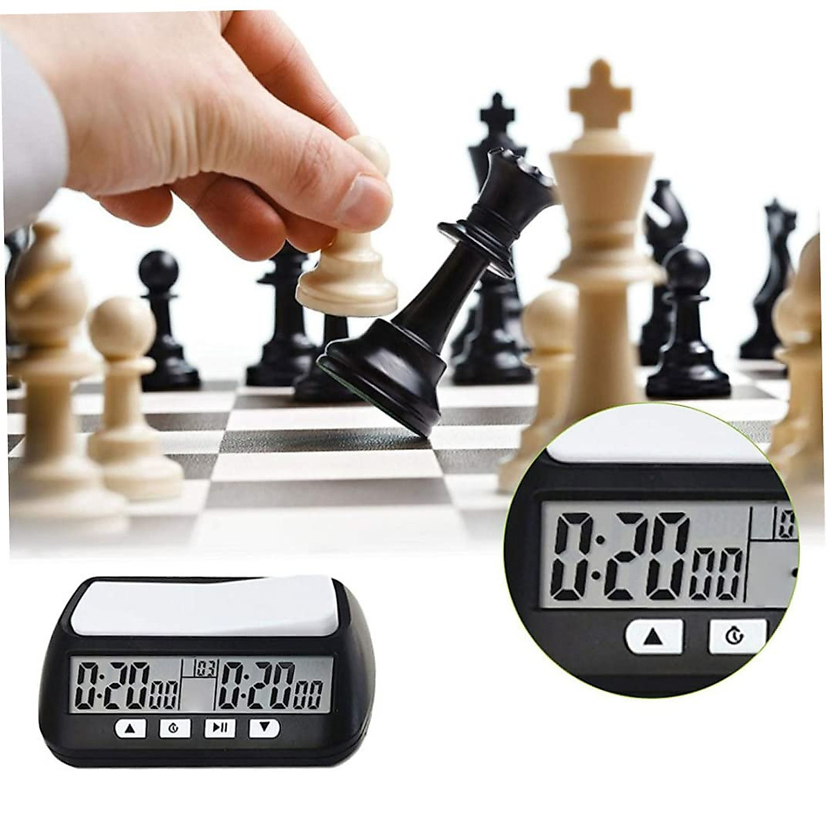 CurcKua 1PC Chess Clock Timer Chess Timer,Chess Clock Timer,Digital Chess Timer Digital Chess Clock Timer Count UP/Down Bonus Delay Portable English Version for Chess Game