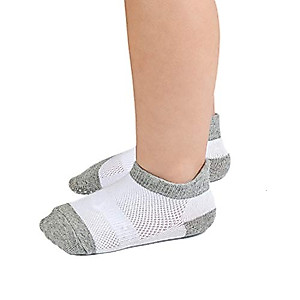 EPEIUS Baby Socks with Grips Cotton Breathable Mesh Infant Girls/Boys Non Slip/Skid Socks for 6-12 Months,12 Pairs Pack,Mixed Color,Black and White and Grey