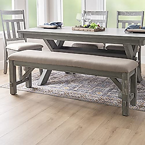 Powell Turino Dining Bench, White, 60" x 15-3/4" x 19-7/8"