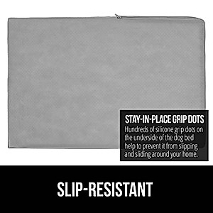 Gorilla Grip Medium Memory Foam Dog Bed, Water Resistant Lining, Soft Plush Sherpa Top, Comfortable Padded Bed for Puppies, Dogs, Cats, Fits Inside Pet Crates, Removable Cover for Easy Clean, Gray