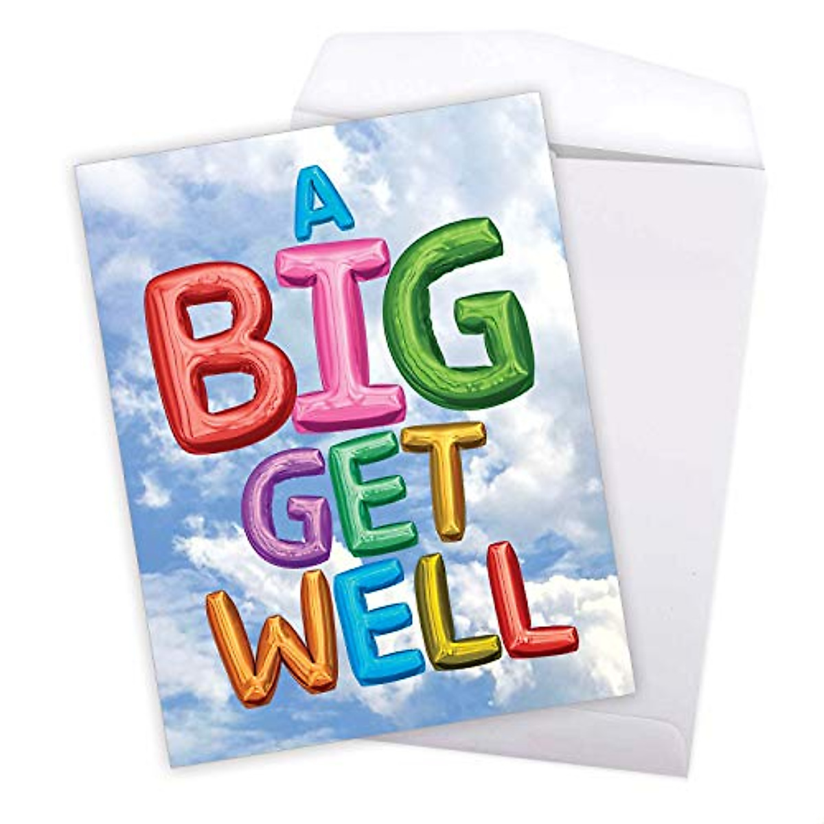NobleWorks - Jumbo Get Well Greeting Card (8.5 x 11 Inch) - Beautiful Feel Better Soon, Group Notecard (Not 3D or Raised) - Inflated Messages From Us J5651FGWG-US